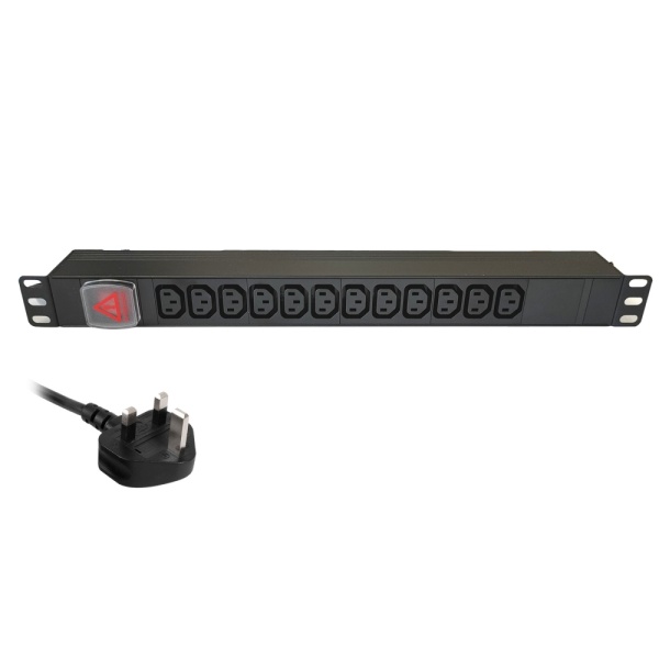 12 Way Horizontal IEC 13 13A Rack Mount PDU Switched - IEC C14 Plug - DigiDirect