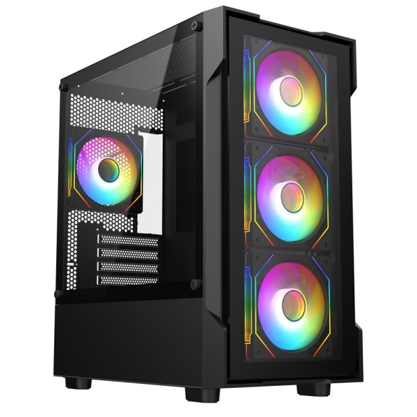 CiT Bolt Mesh Black Micro-ATX Gaming Case With 4 x 120mm ARGB Infinity ...