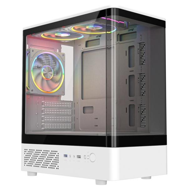 CIT F3 Micro ATX Gaming PC Case mATX Glass Panel 3x 120MM ARGB LED Fan ...