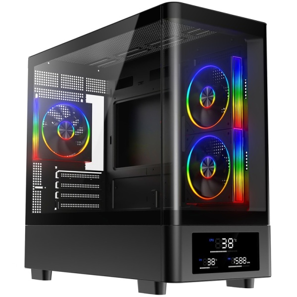Powercool Gravity White mATX Gaming Case With Display Curved Tempered ...