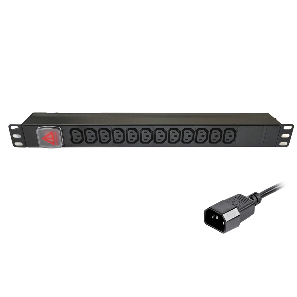 12 Way Horizontal IEC 13 13A Rack Mount PDU Switched - IEC C14 Plug - DigiDirect