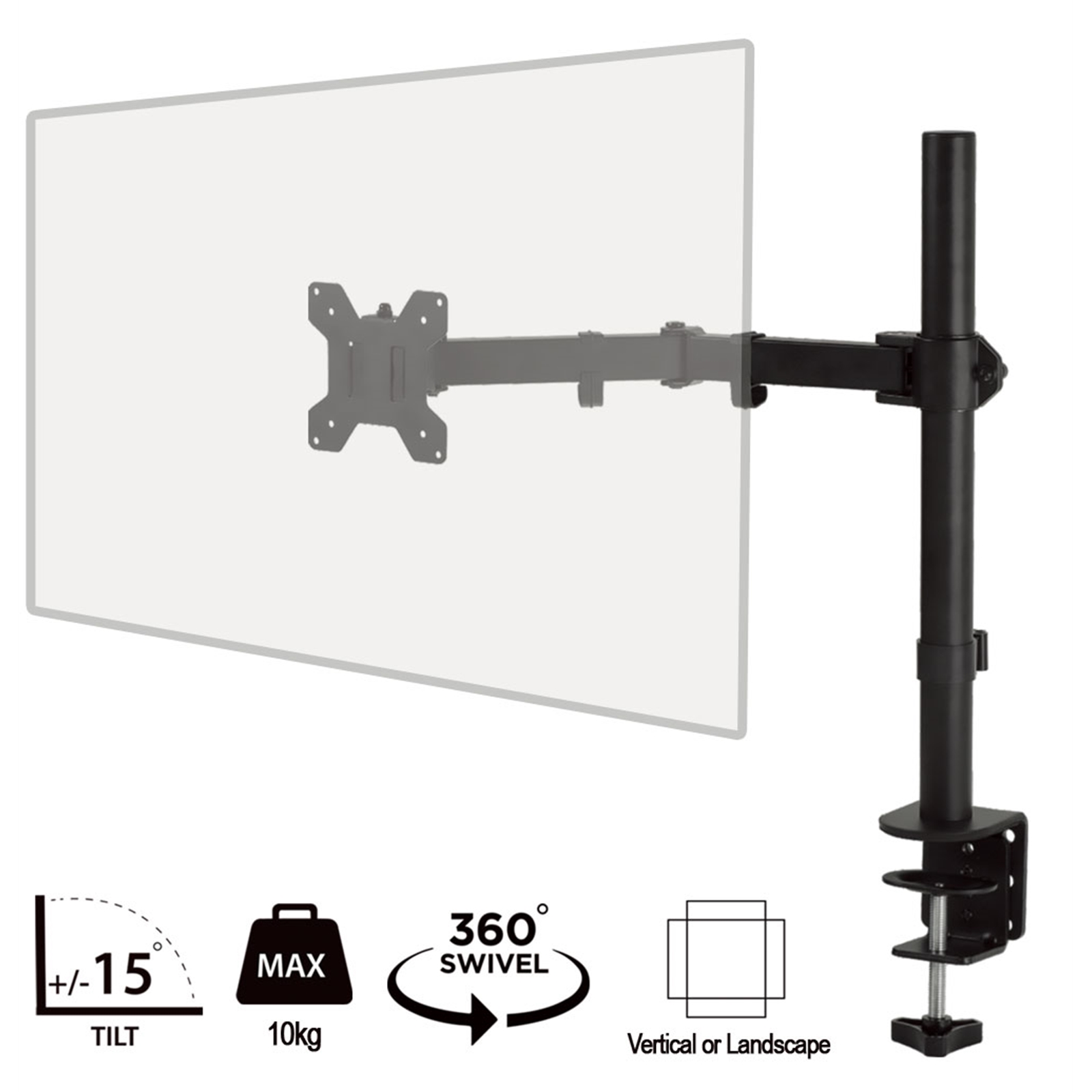 piXL Single Monitor Arm, For Screens Upto 27 inch, Desk Mounted, VESA ...