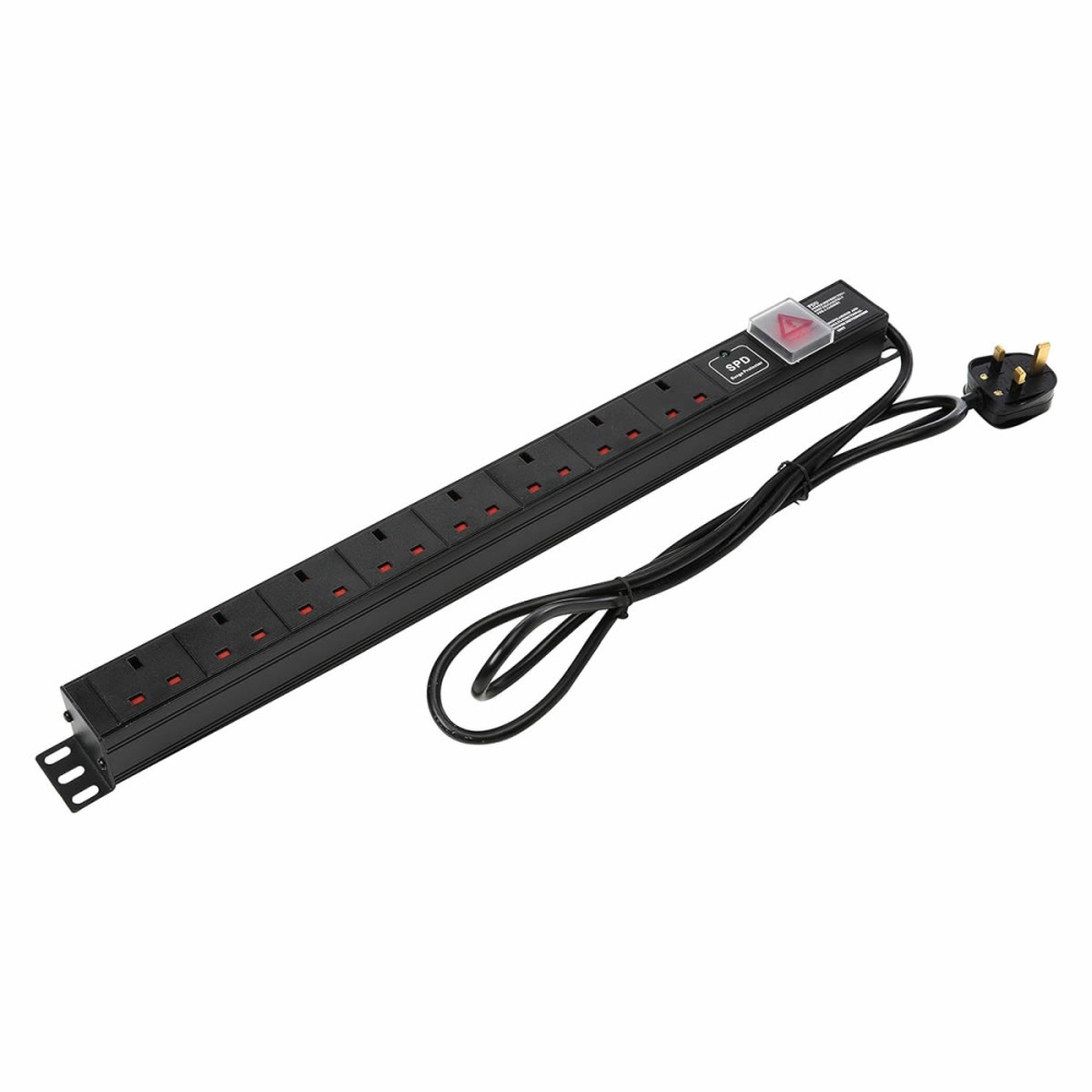 8 Way 1U Vertical Rack Mount PDU with Surge Protection Protected - DigiDirect