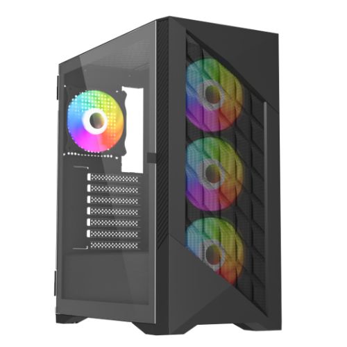 Vida Typhoon Black Mid ATX Gaming PC Case, 4x 120mm ARGB LED Fans ...