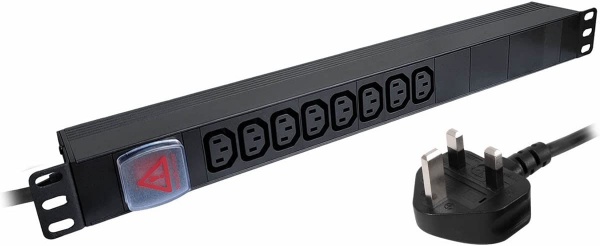 8 Way Horizontal IEC 13 13A PDU Switched - UK Plug - DigiDirect