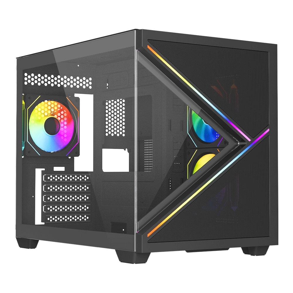 Vida Arcade Black ARGB Gaming Case w/ Glass Side & Glass/Mesh Front ...