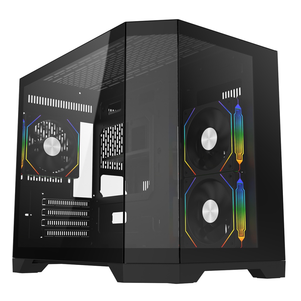 CiT Mars Black Micro-ATX Gaming Case With Dual Chamber Panoramic ...
