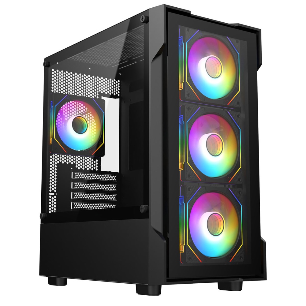 CiT Bolt Black Micro-ATX Gaming Case With 4 x 120mm ARGB Infinity Fans ...