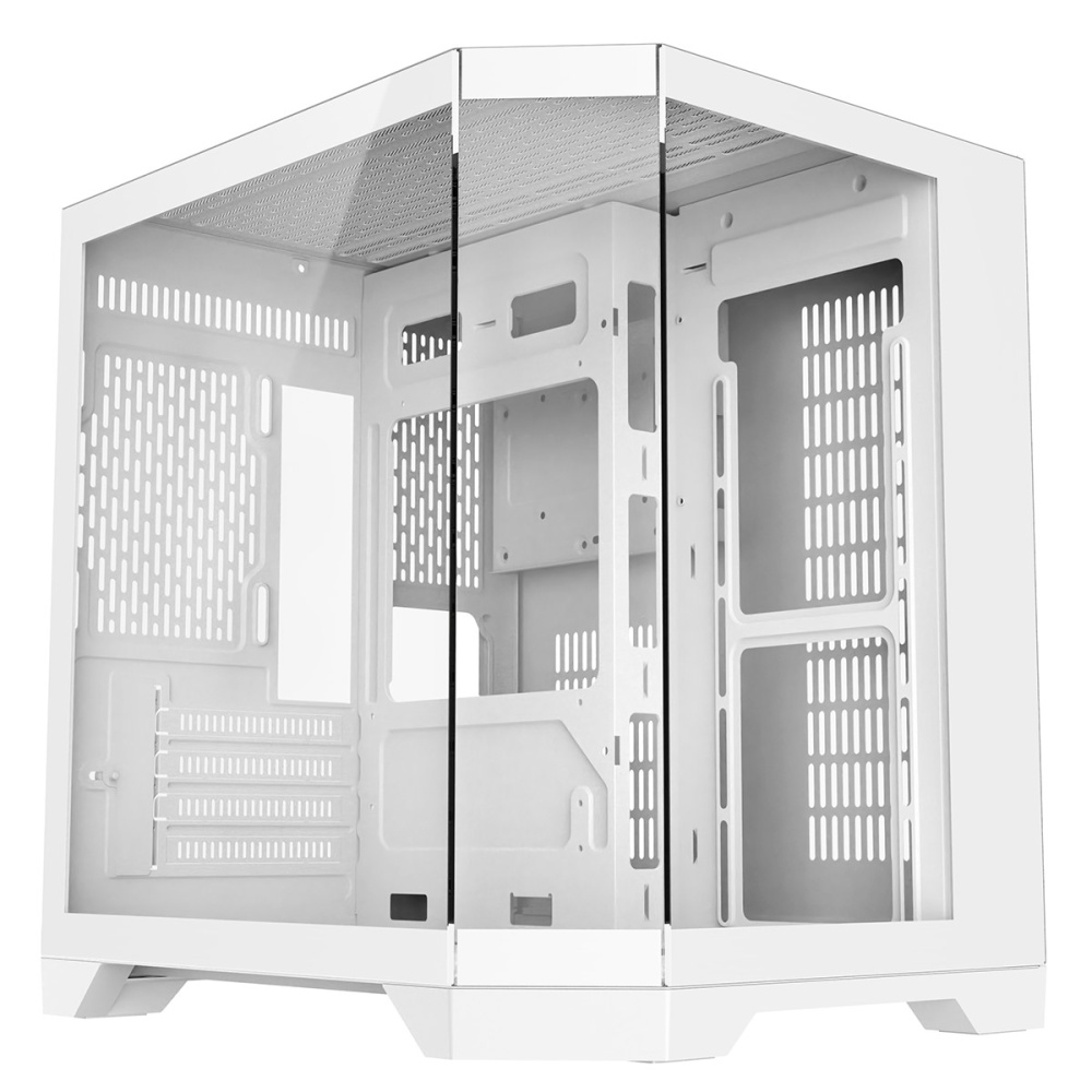 CiT DS240 White Micro-ATX Gaming Case With Dual Chamber Panoramic ...