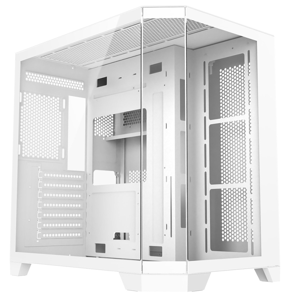 CiT DS360 White ATX Gaming Case With Dual Chamber Panoramic Tempered ...