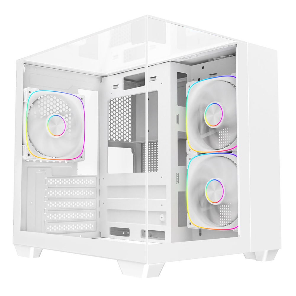 CiT Eclipse Mini White Micro-ATX Gaming Case With Three-Sided Tempered ...