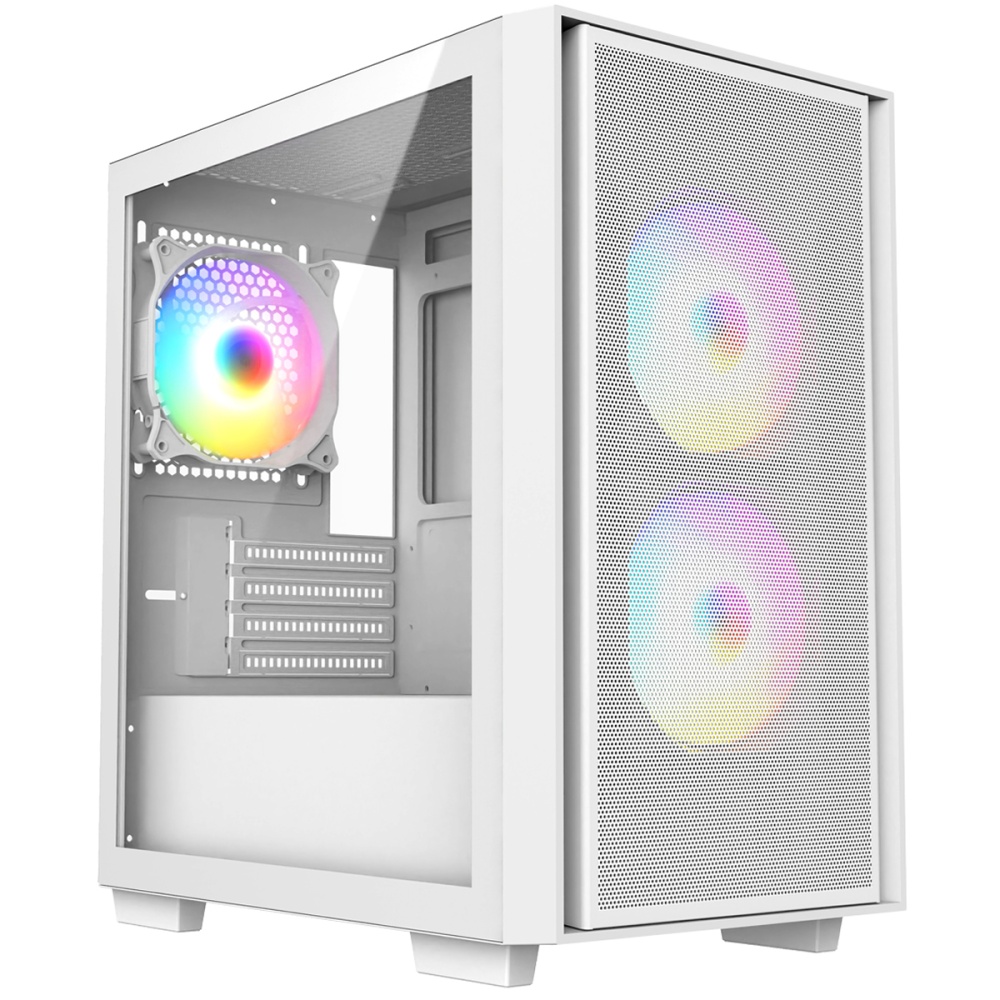 CIT Level 4 White Micro ATX Gaming PC Case Mesh Front Glass Side 3xARGB ...