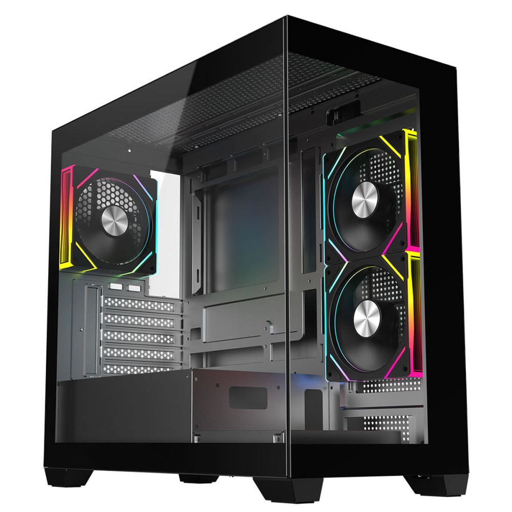 CiT Mercury Black Micro-ATX Gaming Case With Two-Sided Tempered Glass ...