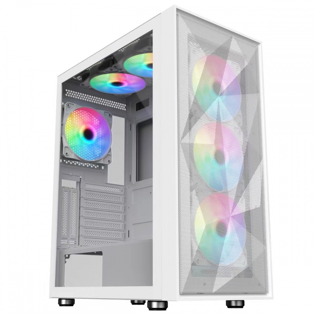 CIT Phantom XL White ATX Gaming Case 6 x ARGB Fans MB Sync Full TG Side ...