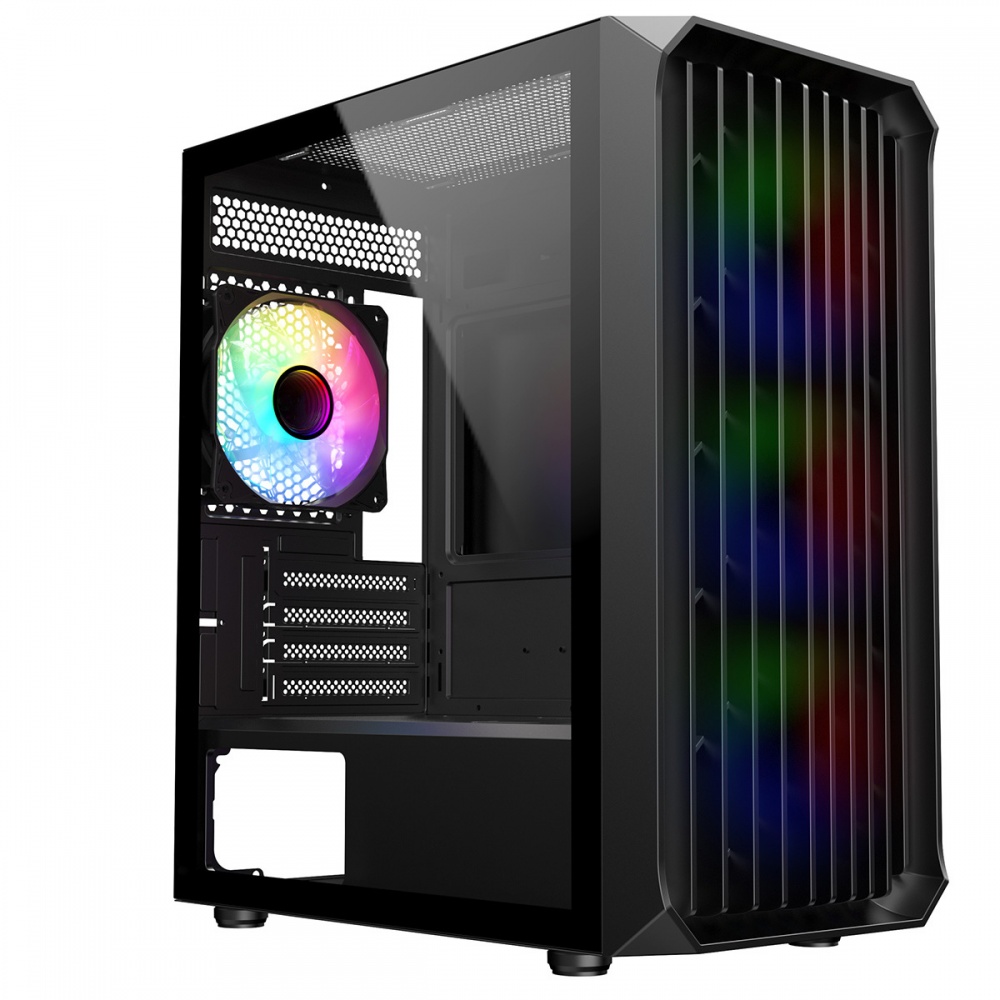 CIT Saturn mATX Gaming Case 4x ARGB Fans Mesh Front Tempered Glass ...