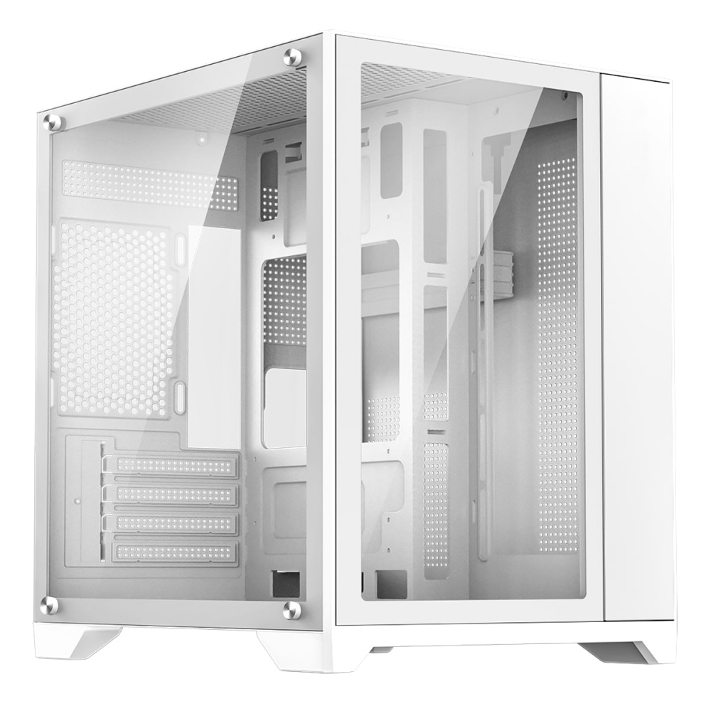 GameMax Infinity Mini Cube Micro ATX PC White Gaming Case With Tempered ...