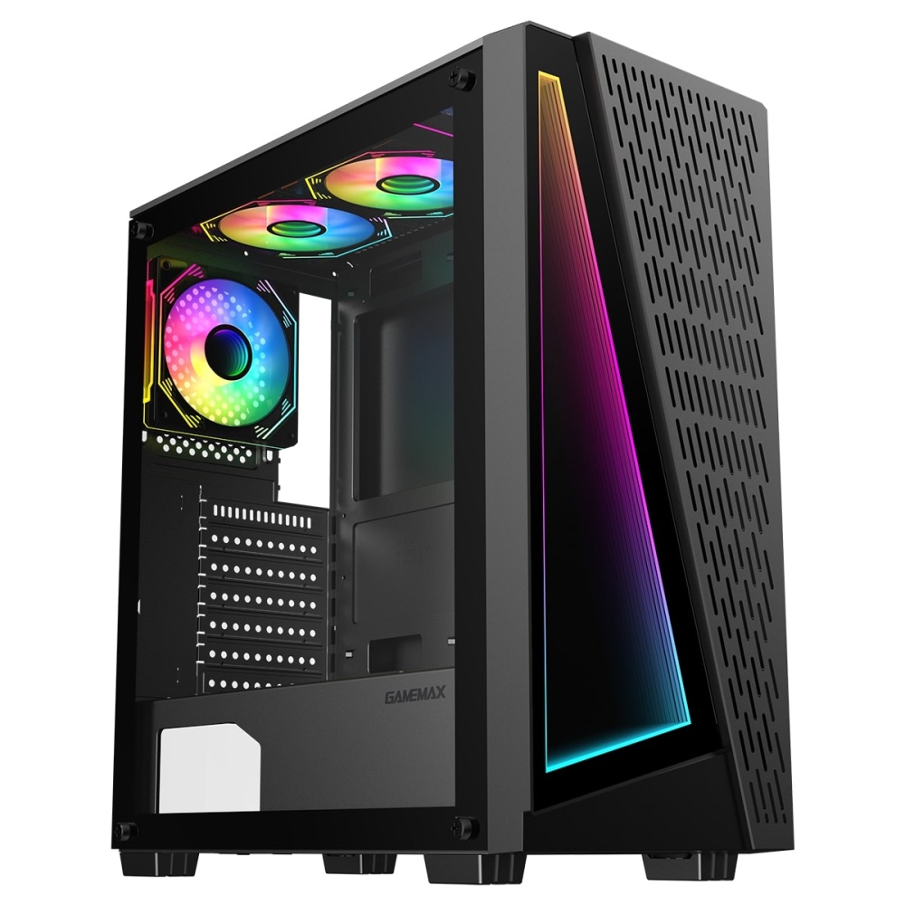 GameMax Prism Black ATX PC Gaming Case with Infinity Front and 3 x ...