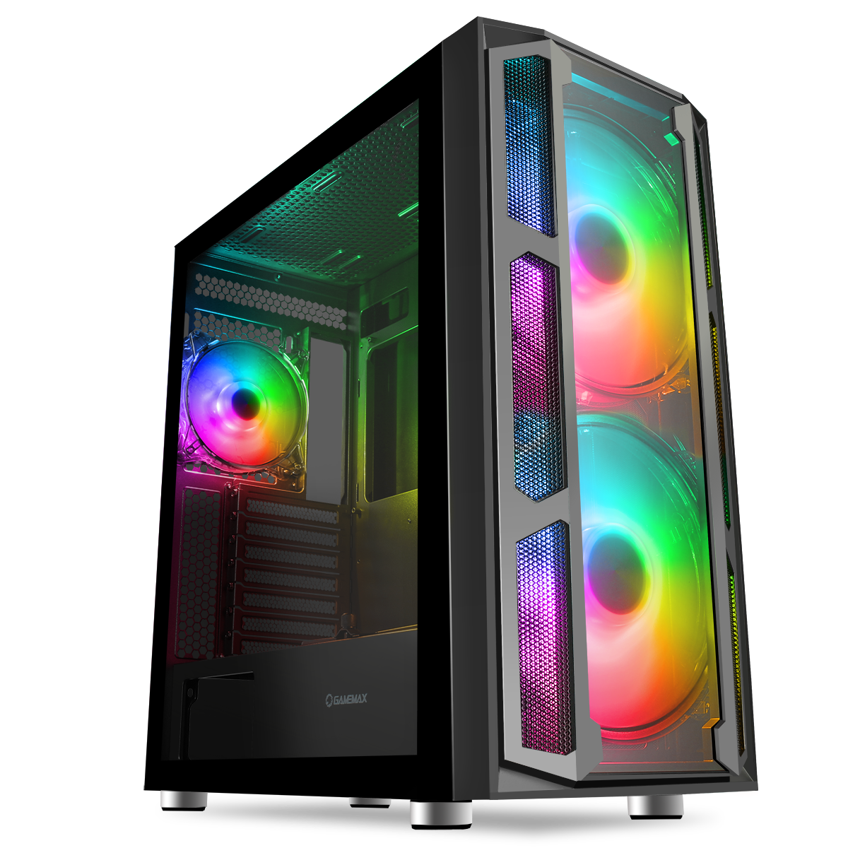 GameMax F15G Gaming Case 2x20cm ARGB Fan 1x12cm ARGB Fan TG Front+Side ...