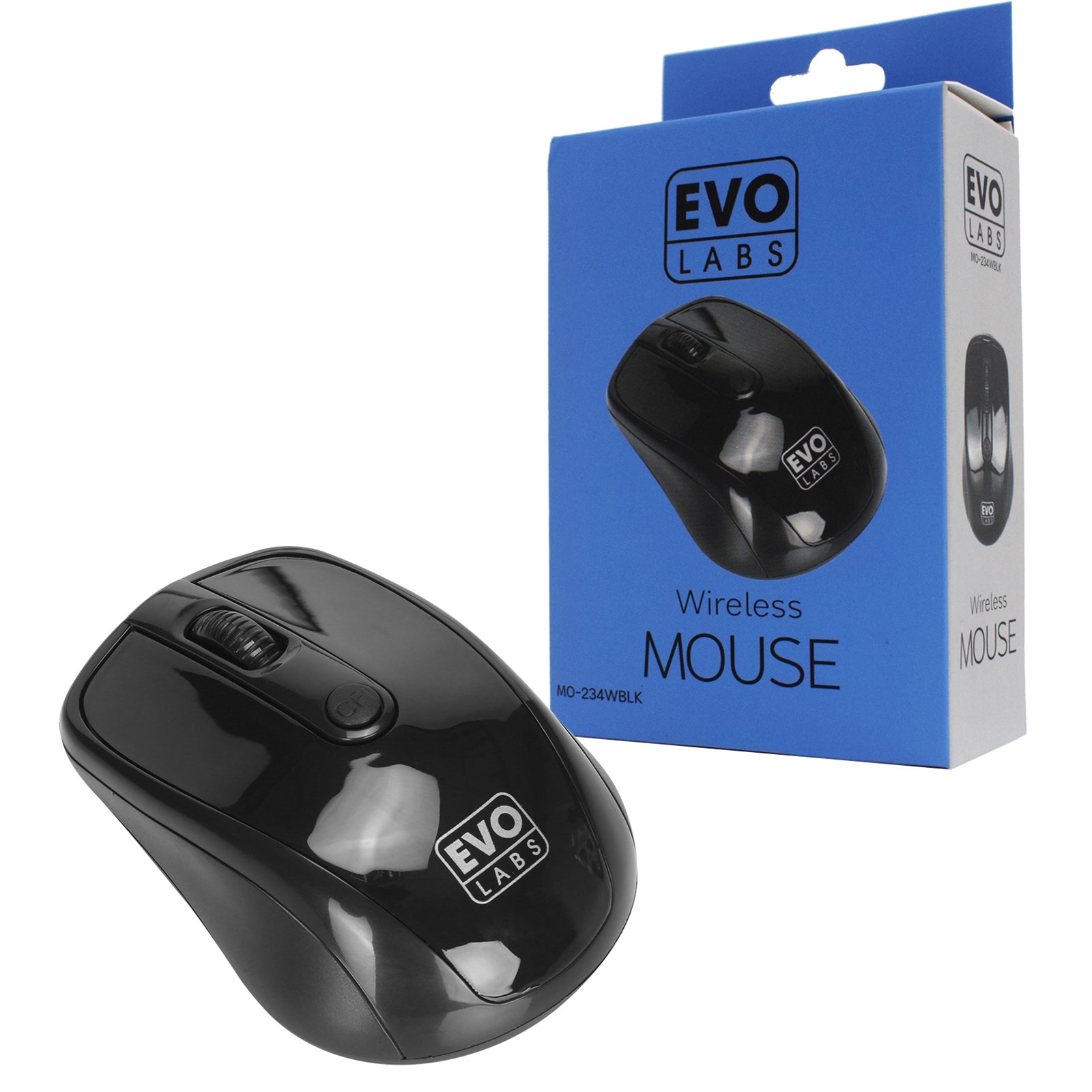 Evo Labs MO-234WBLK Wireless Mouse, 2.4GHz with USB Mini Receiver, 800 ...