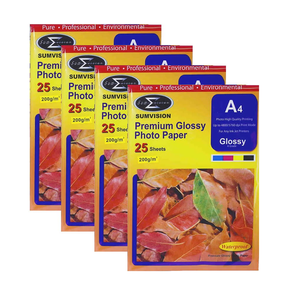 Sumvision A4 Premium Inkjet Printer Photo Glossy Paper 200gsm 100 ...