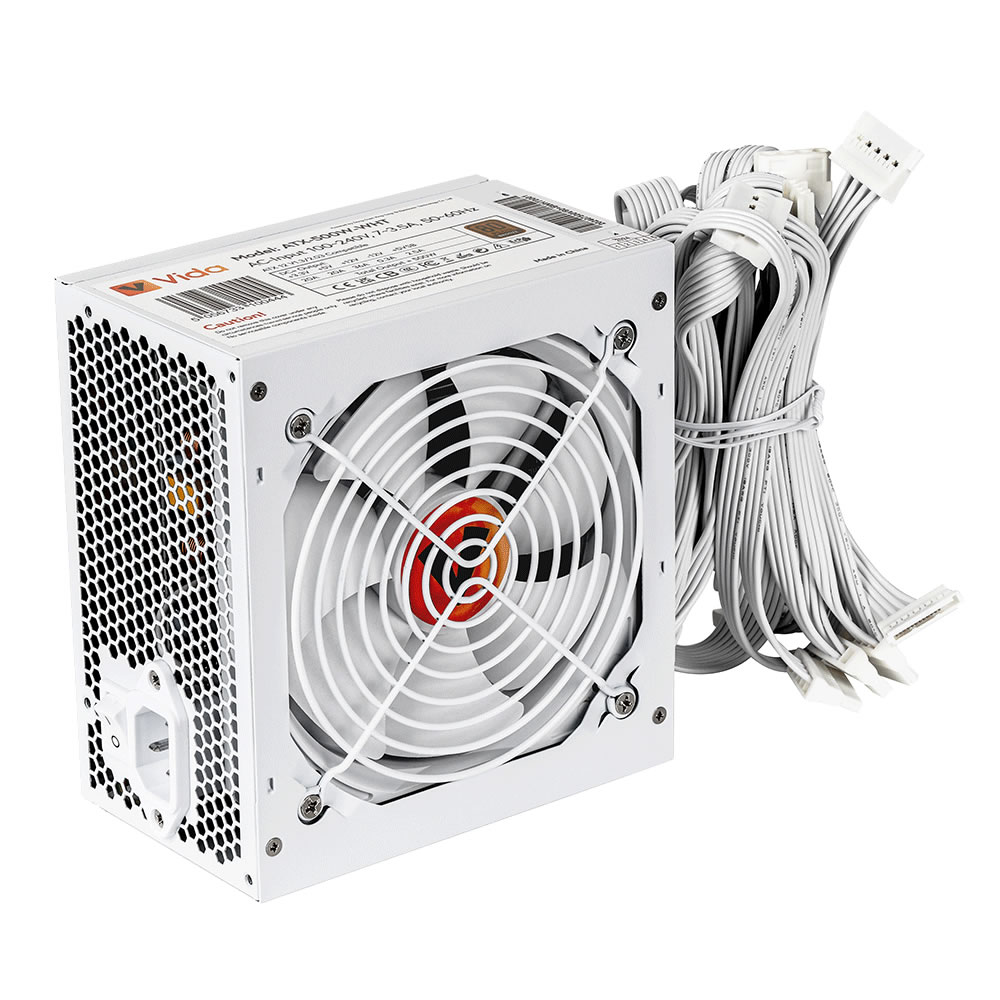 Vida Pro White 500W ATX PSU, 80 Plus Bronze, Fluid Dynamic Ultra-Quiet ...