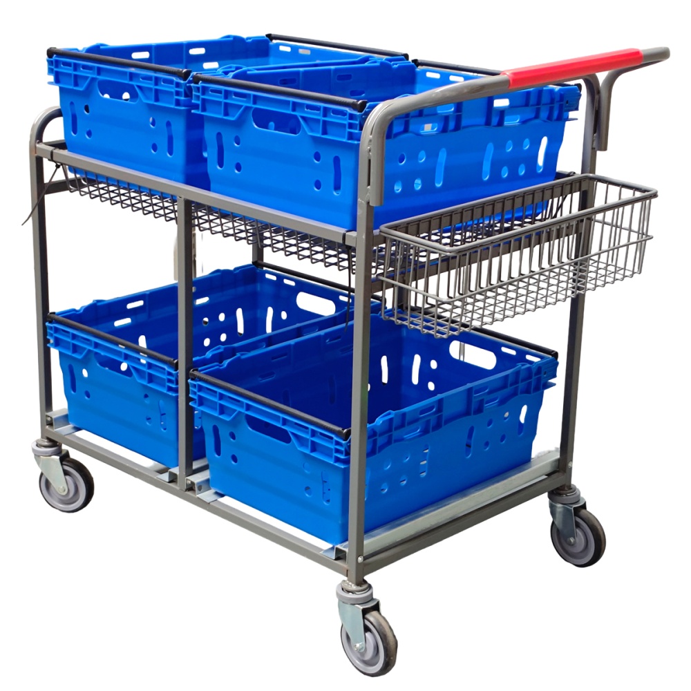 Heavy Duty Warehouse / Market / Store Order Picking Trolley, 2 Tiers, 4 ...