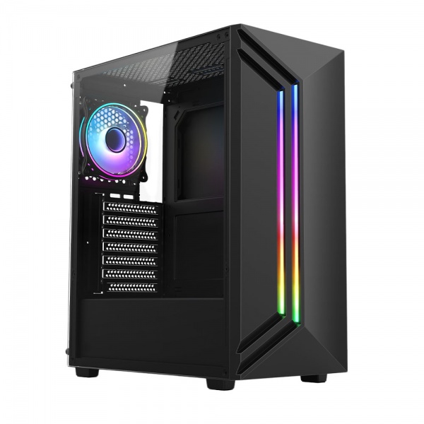 Vida Tempest Black Mid ATX Gaming PC Case, 4x 120mm ARGB LED Fans ...